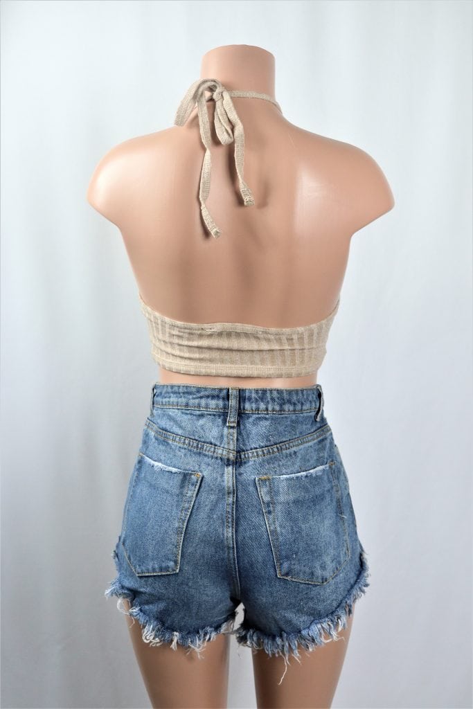 Semi Sheer Ribbed Halter Top - NeedMyStyle