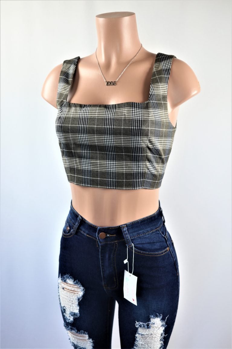 Square Plaid Crop Top - Final Sale - NeedMyStyle