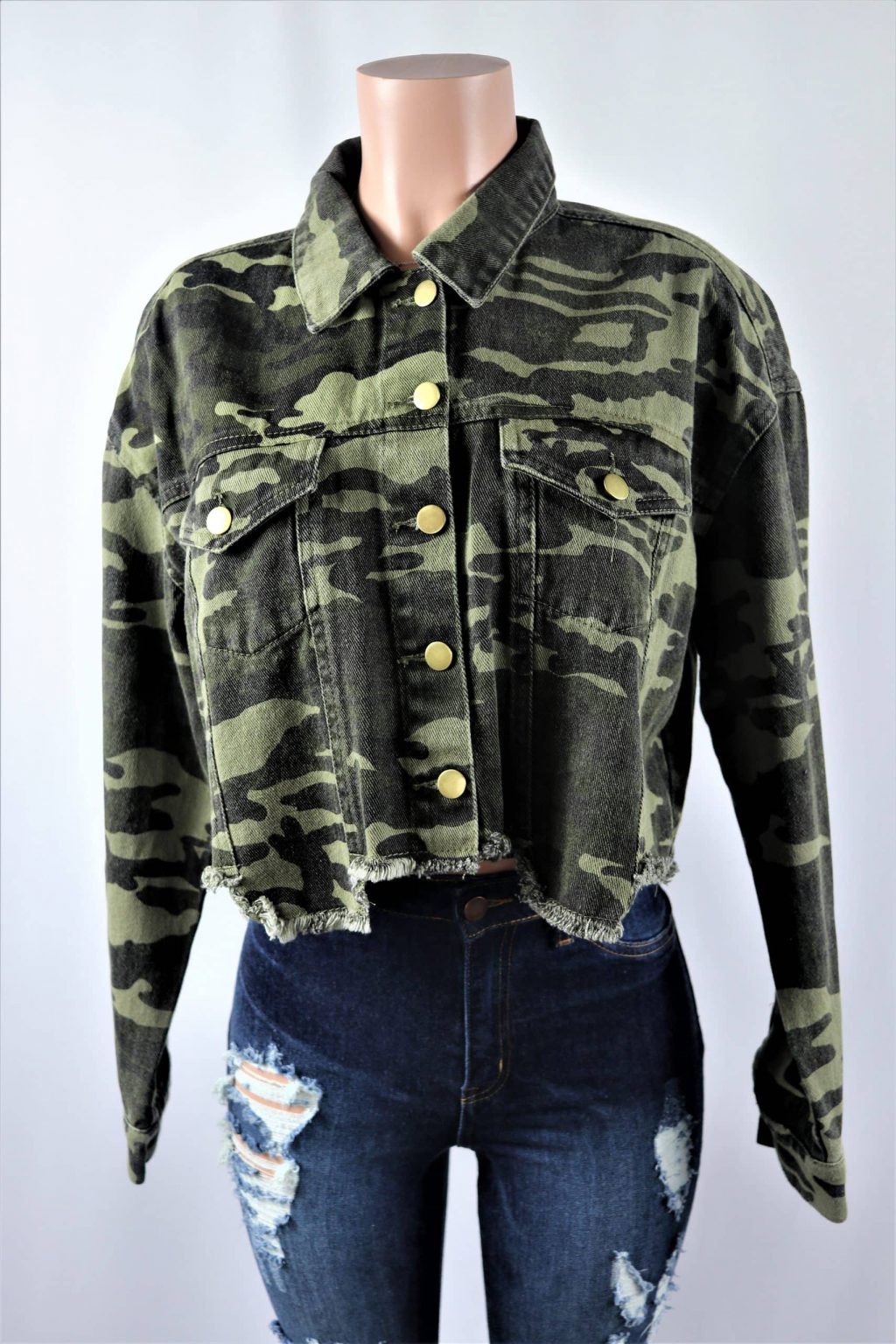 Olive Camo Crop Jacket - Final Sale - NeedMyStyle