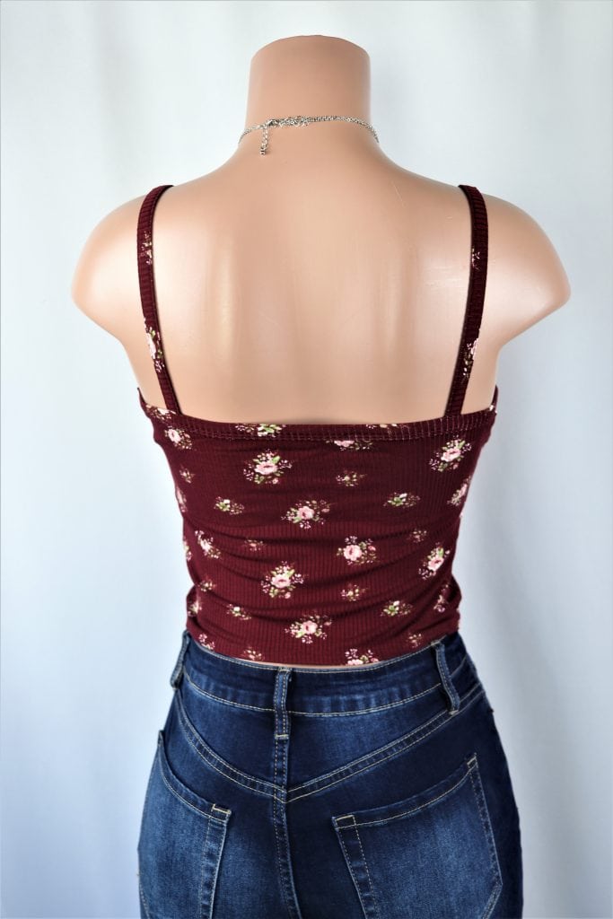 Burgundy Floral Crop Top - NeedMyStyle