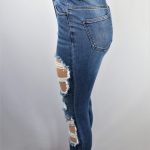 Landen Ripped Jeans - Blue high waist cuff distressed jeans